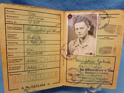 Stewarts Military Antiques - - German WWII Identity Card, Young Woman ...